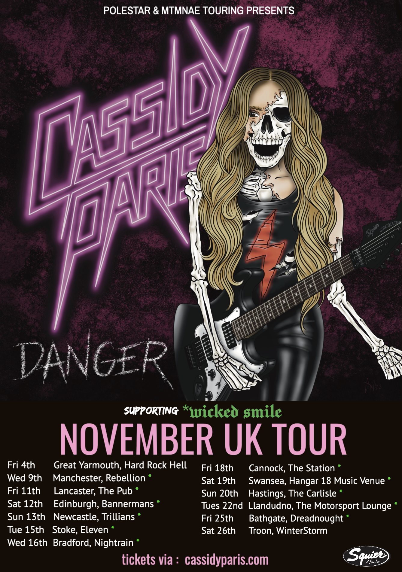 Cassidy Paris - November U.K. Tour poster - Stampede Press - Stampede Press